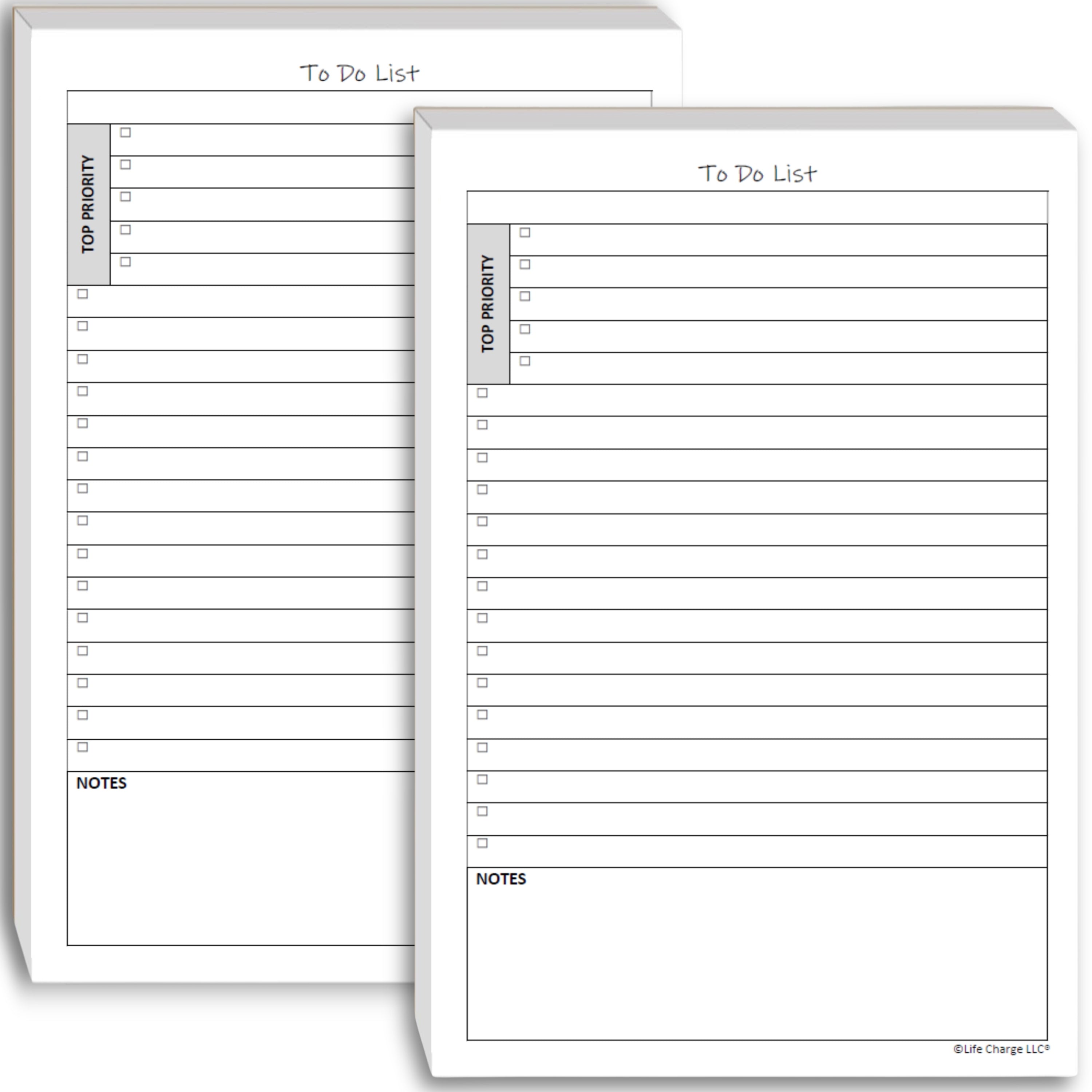To-Do Notepad – Undated Daily Task Pad (Small) 2-Pack – Life Charge LLC